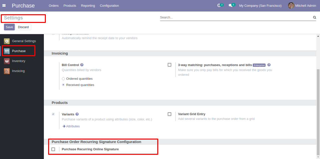 Purchase Order Recurring V12 Store