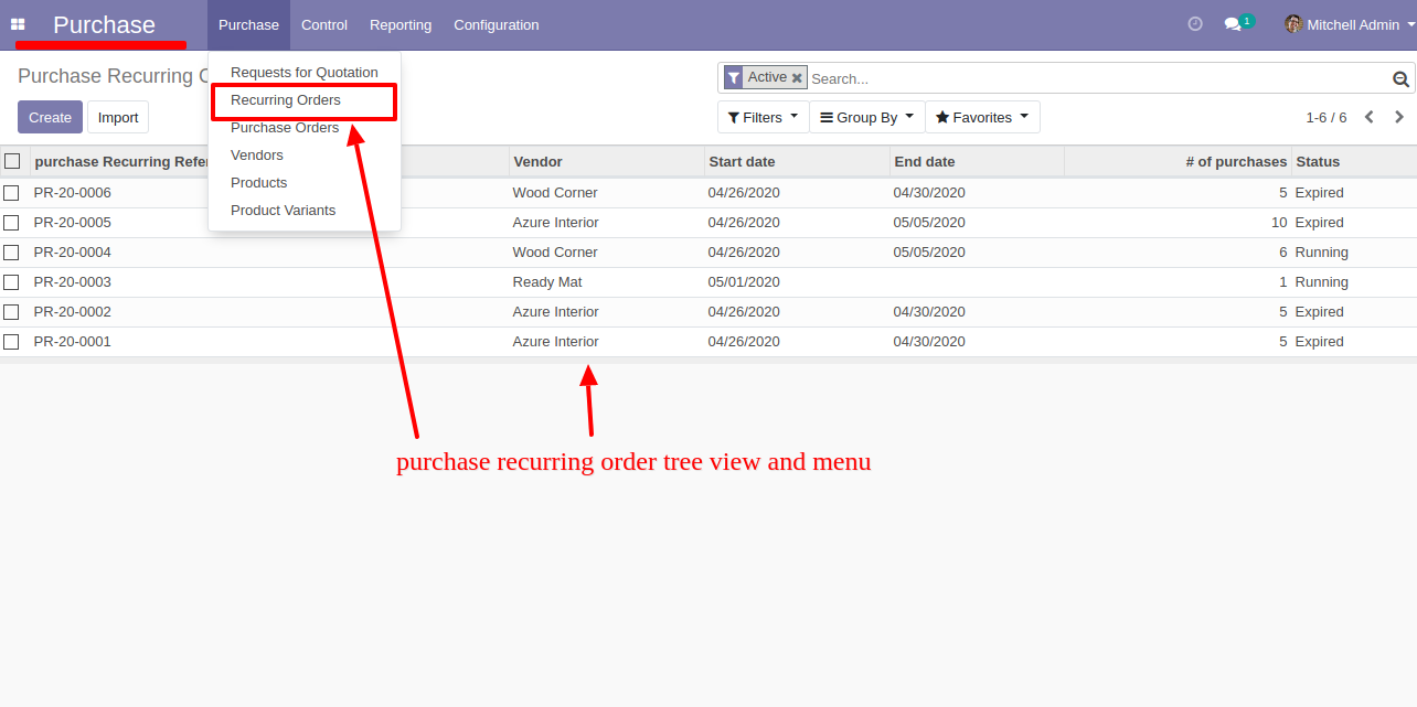 Purchase Order Recurring V12 Store