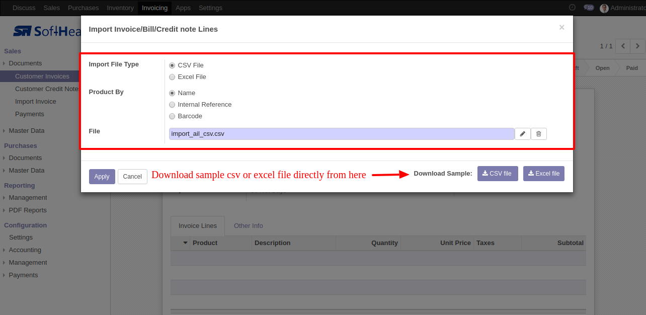 Import Invoice Lines From Csv File Import Invoice Lines From Excel File Import Invoice Lines