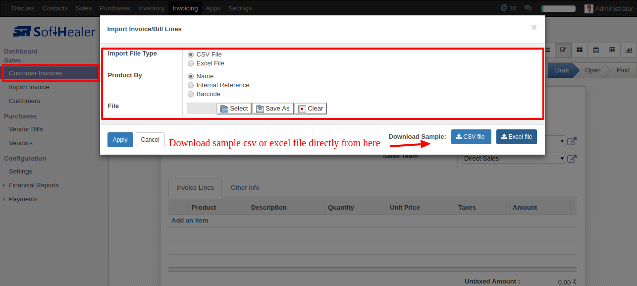 Import Invoice Lines From Csv File Import Invoice Lines From Excel File Import Invoice Lines
